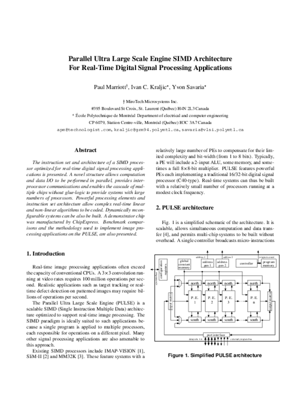 (PDF) Parallel ultra large scale engine SIMD architecture for real-time digital signal ...
