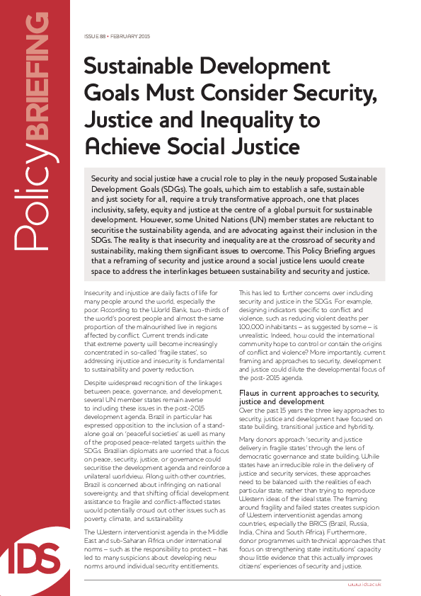 (PDF) Sustainable Development Goals Must Consider Security, Justice and ...