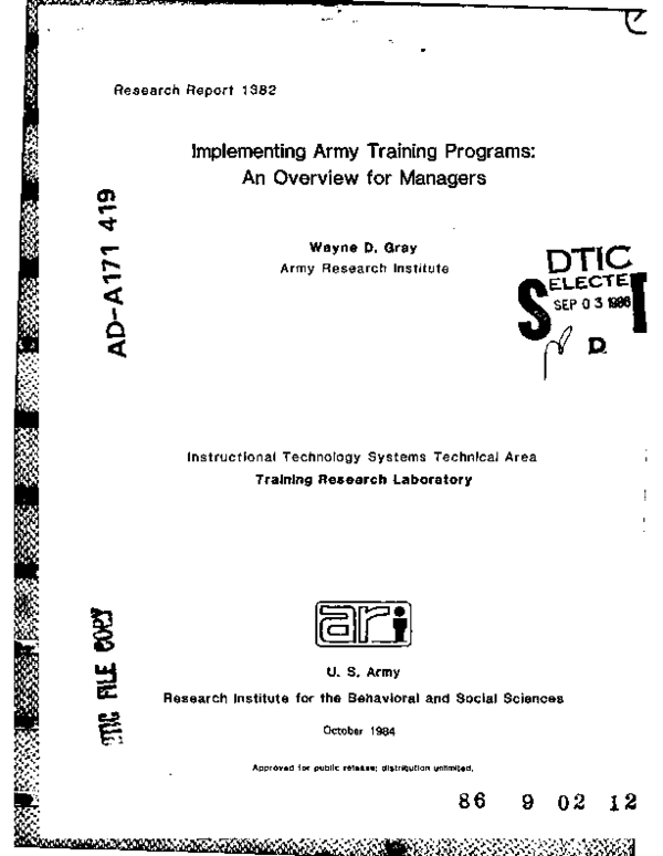 (PDF) Implementing Army training programs: An overview for managers