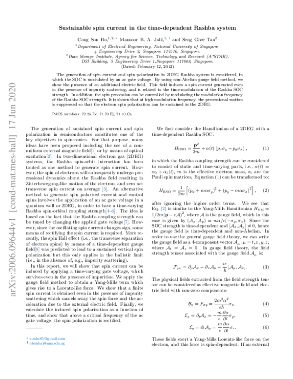 (PDF) Sustainable spin current in the time-dependent Rashba system ...