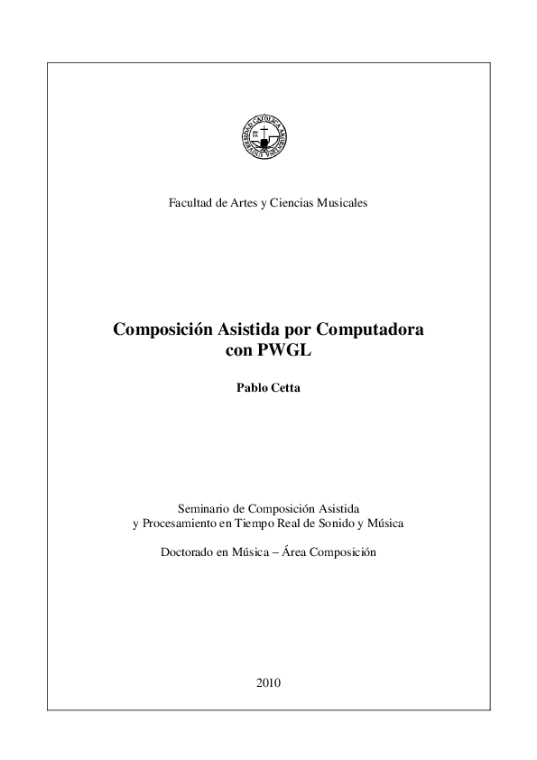 (PDF) Composición asistida por computadora con PWGL | Pablo Cetta ...