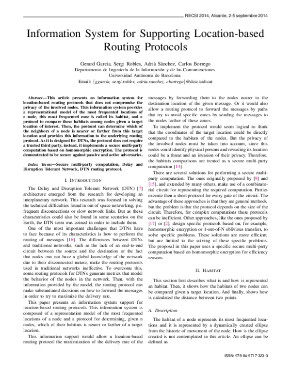 (PDF) Information System for Supporting Location-based Routing Protocols