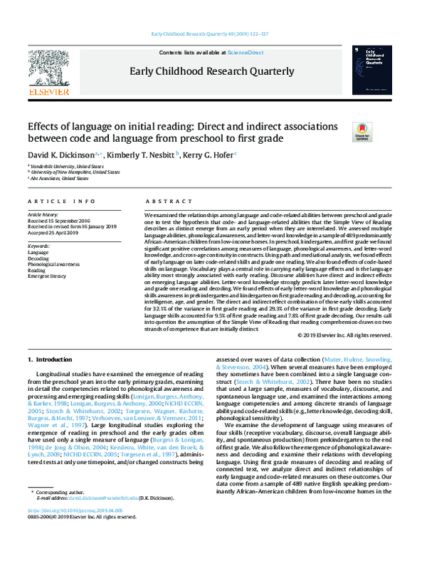 (PDF) Effects of language on initial reading: Direct and indirect ...