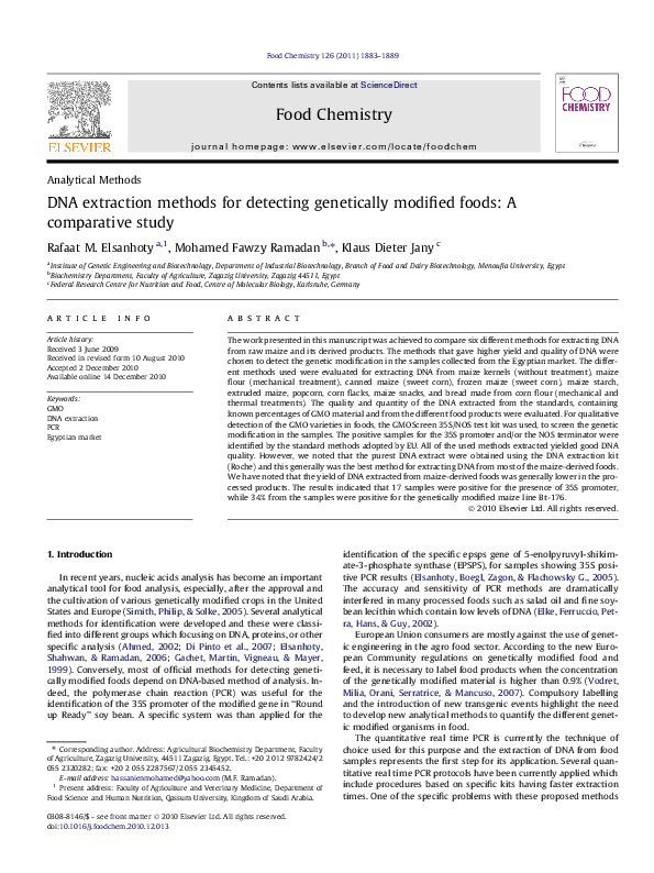 (PDF) DNA extraction methods for detecting genetically modified foods ...