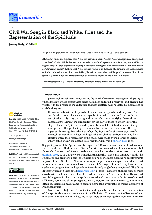 (PDF) Civil War Song in Black and White: Print and the Representation ...