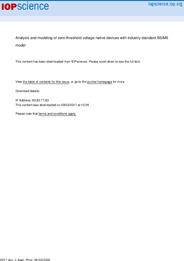 (PDF) Modeling Native Devices with BSIM6 Model