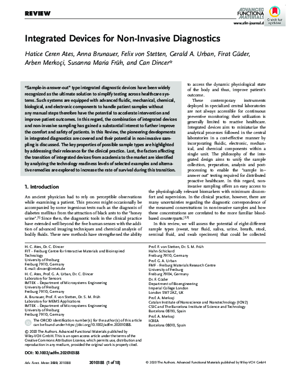 (PDF) Integrated Devices for Non‐Invasive Diagnostics