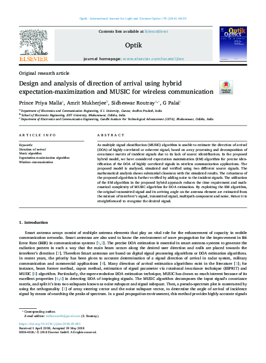 (PDF) Design and analysis of direction of arrival using hybrid ...