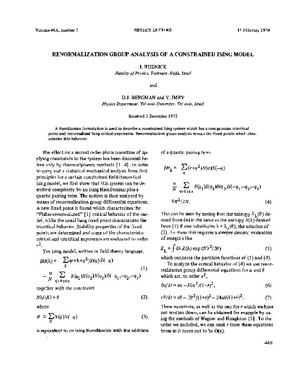 (PDF) Renormalization group analysis of a constrained Ising model