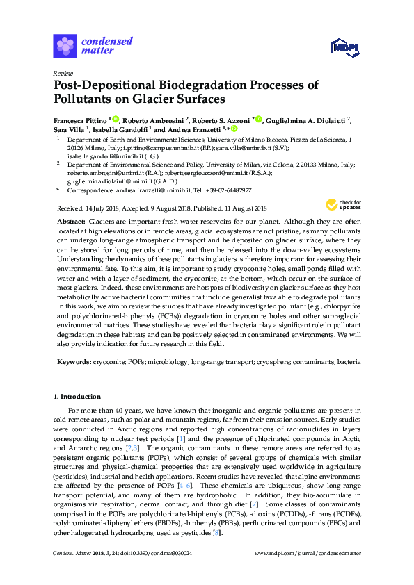 (PDF) Post-Depositional Biodegradation Processes of Pollutants on ...