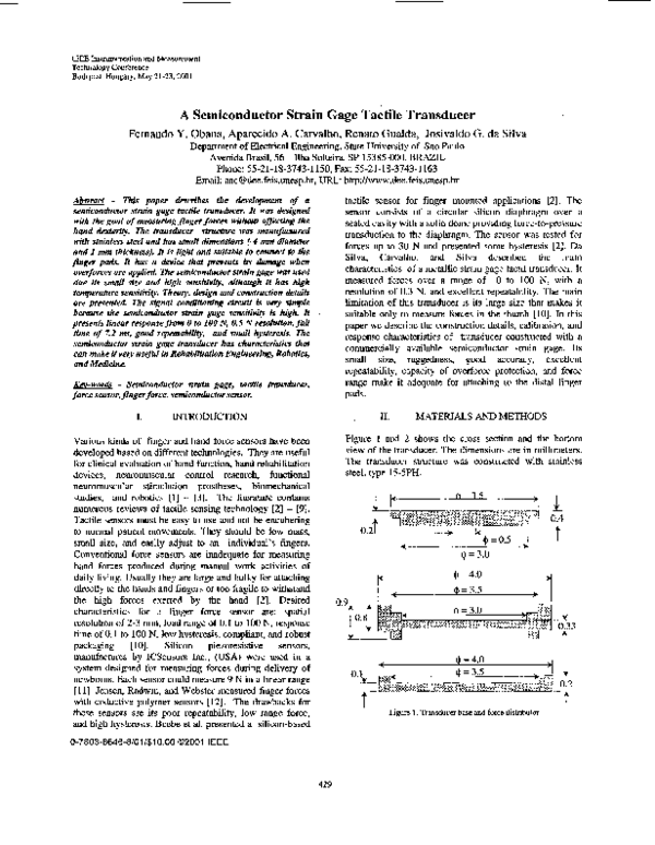 (PDF) A semiconductor strain gage tactile transducer