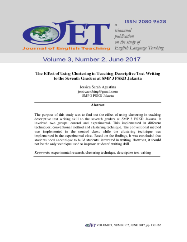(PDF) The Effect of Using Clustering in Teaching Descriptive Text Writing to the Seventh graders ...