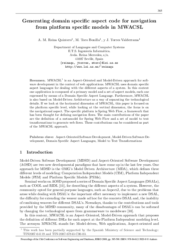 (PDF) Generating Domain Specific Aspect Code for Navigation from ...