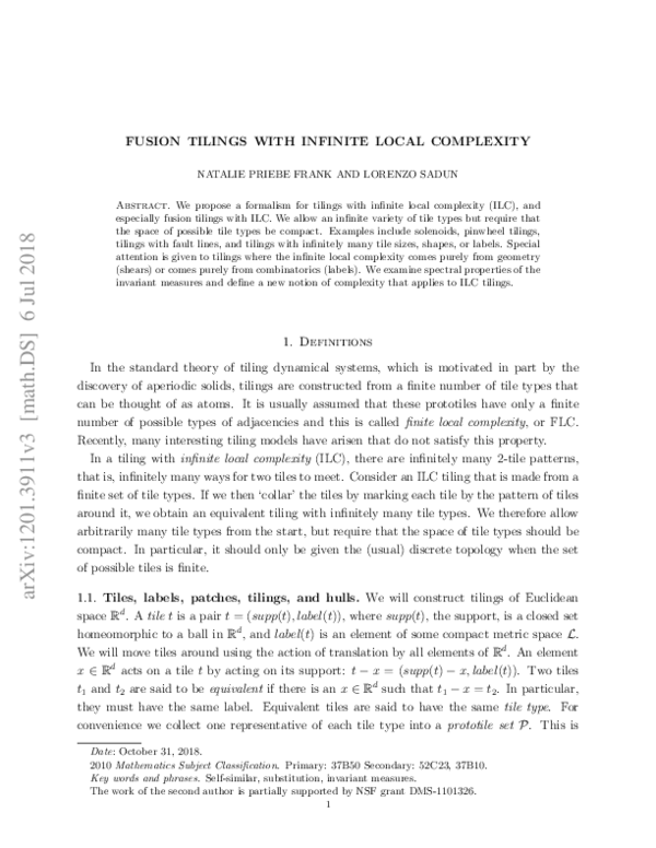 (PDF) Fusion tilings with infinite local complexity