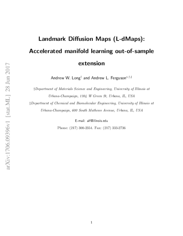 (PDF) Landmark diffusion maps (L-dMaps): Accelerated manifold learning out-of-sample extension