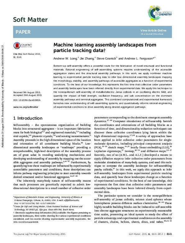 (PDF) Machine learning assembly landscapes from particle tracking data