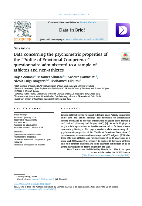 (PDF) Data concerning the psychometric properties of the "Profile of ...