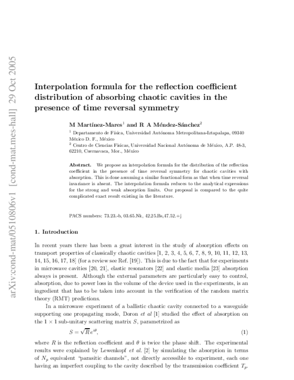 (PDF) Interpolation formula for the reflection coefficient distribution ...