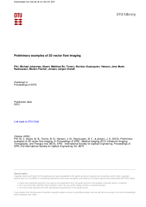 (PDF) Preliminary examples of 3D vector flow imaging