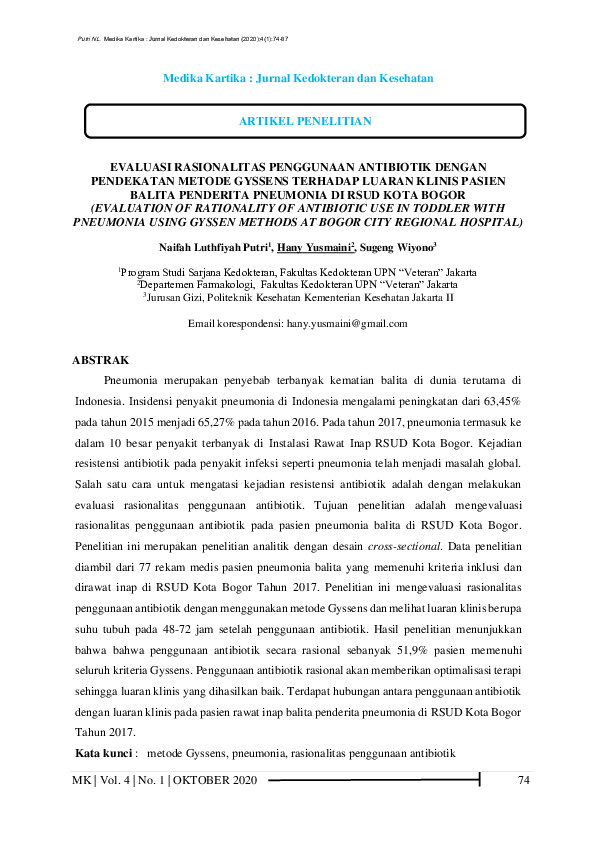 (PDF) Evaluasi Rasionalitas Penggunaan Antibiotik Dengan Pendekatan ...