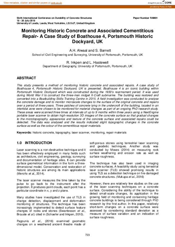 (PDF) Monitoring Historic Concrete and Associated Cementitious Repair ...
