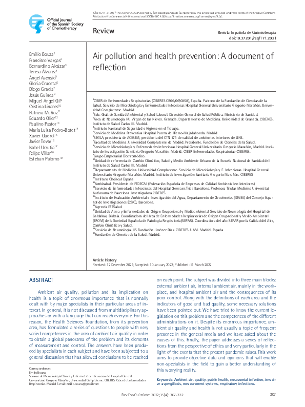 (PDF) Air pollution and health prevention: A document of reflection