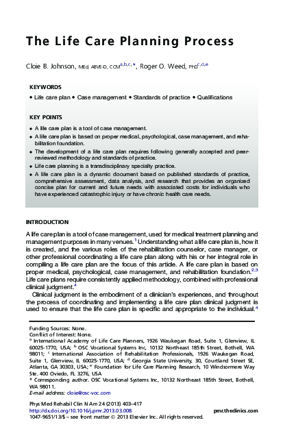 (PDF) The Life Care Planning Process