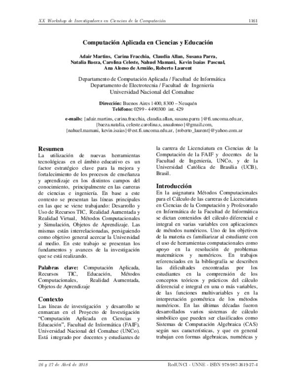 Pdf Computación Aplicada En Ciencias Y Educación