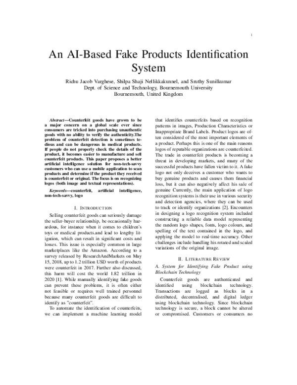 (PDF) An AI-Based Fake Products Identification System
