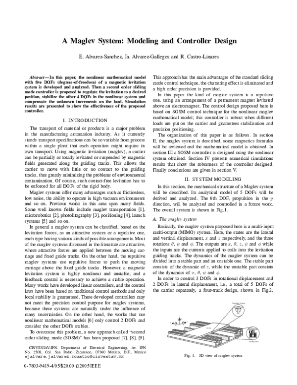(PDF) A Maglev System: Modeling and Controller Design