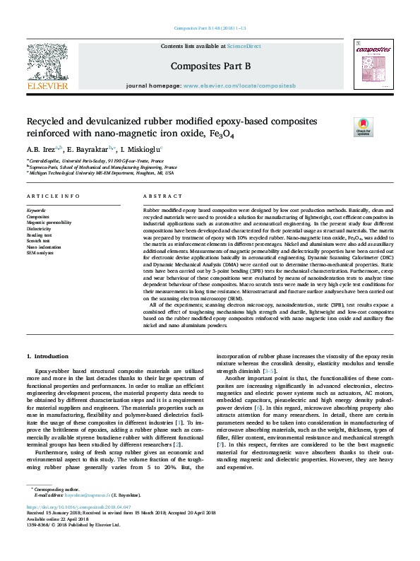 (PDF) Recycled and devulcanized rubber modified epoxy-based composites ...