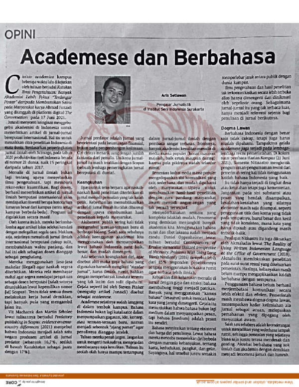 (PDF) Academese dan Berbahasa