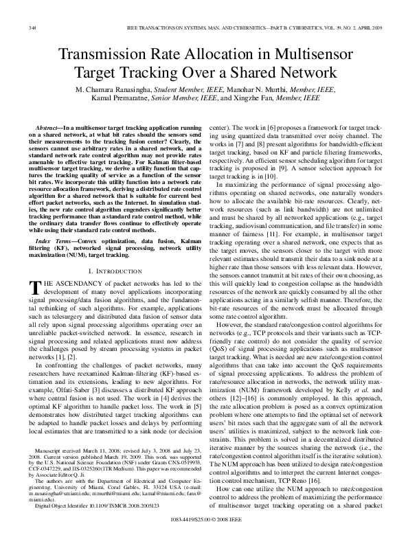 (PDF) Transmission Rate Allocation in Multisensor Target Tracking Over a Shared Network