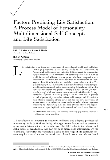 Pdf Factors Predicting Life Satisfaction A Process Model Of