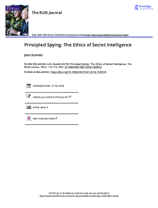 (PDF) Principled Spying: The Ethics of Secret Intelligence