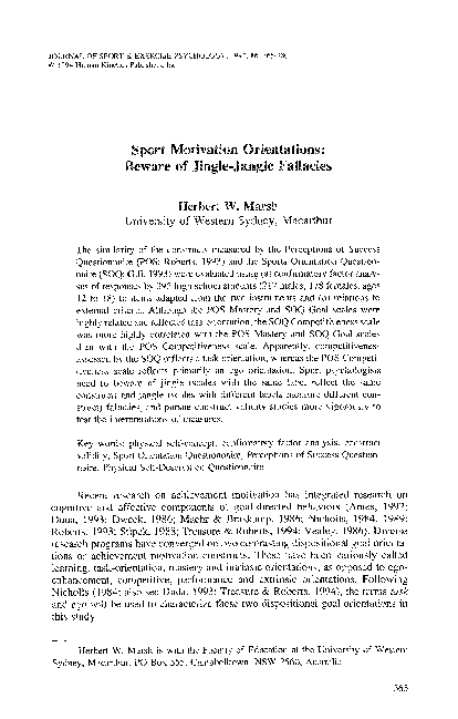 (PDF) Sport Motivation Orientations: Beware of Jingle-Jangle Fallacies