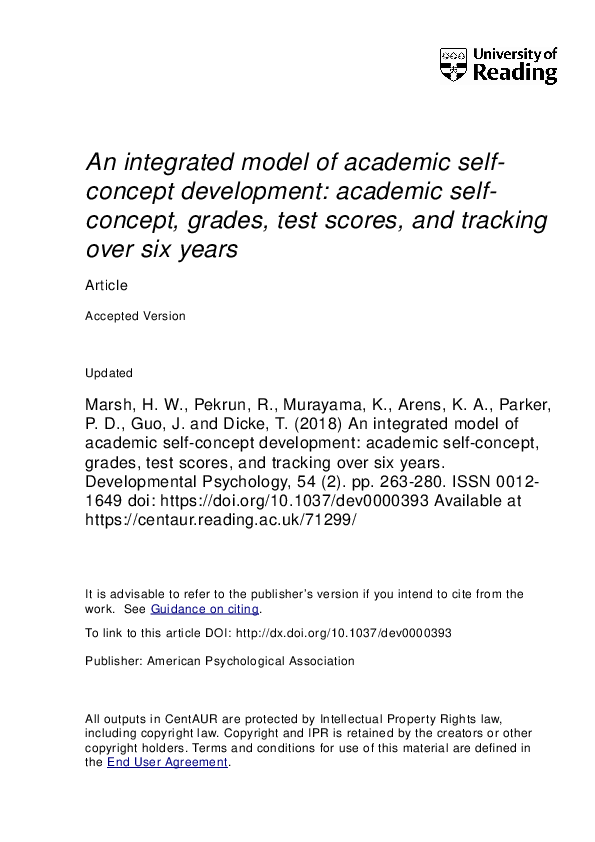 (PDF) An Integrated Model of Academic Self-Concept Development: Academic Self-Concept, Grades ...
