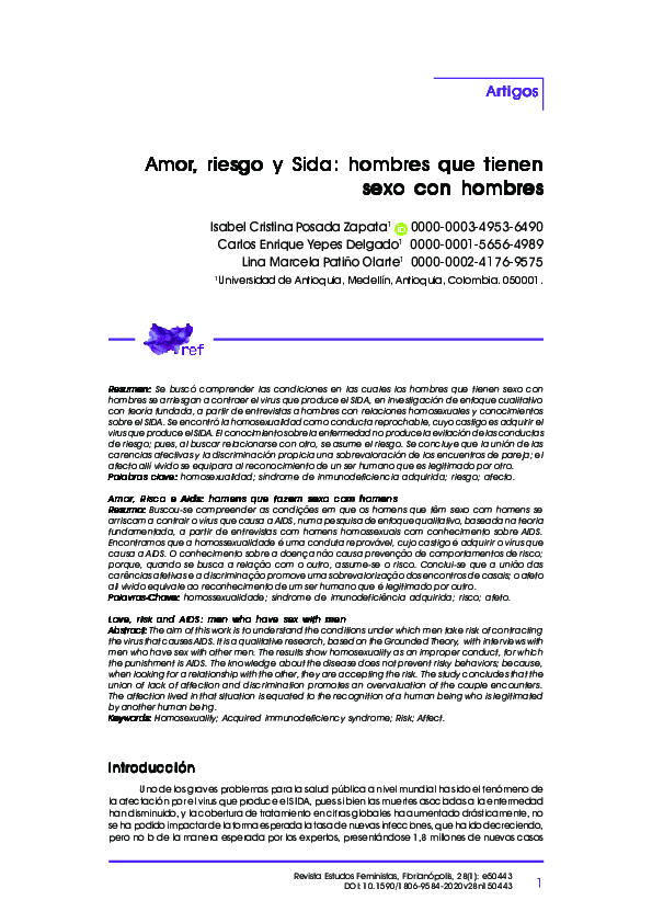 (PDF) Amor, risco e Aids: homens que fazem sexo com homens | Carlos ...
