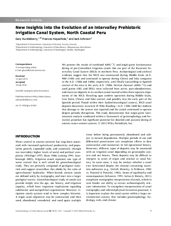 (PDF) New Insights into the Evolution of an Intervalley Prehistoric ...