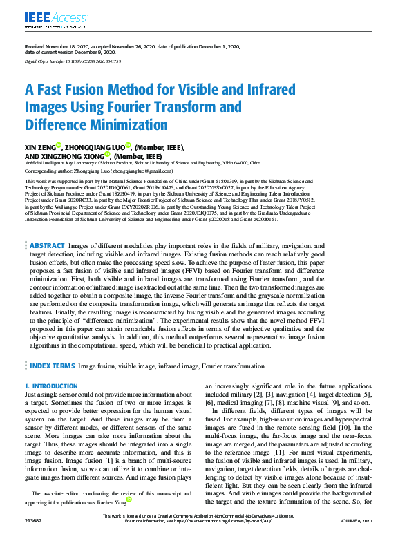 (PDF) A Fast Fusion Method for Visible and Infrared Images Using Fourier Transform and ...