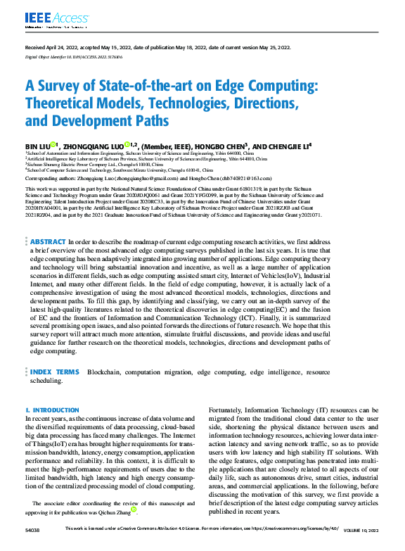 (PDF) A Survey of State-of-the-art on Edge Computing: Theoretical ...