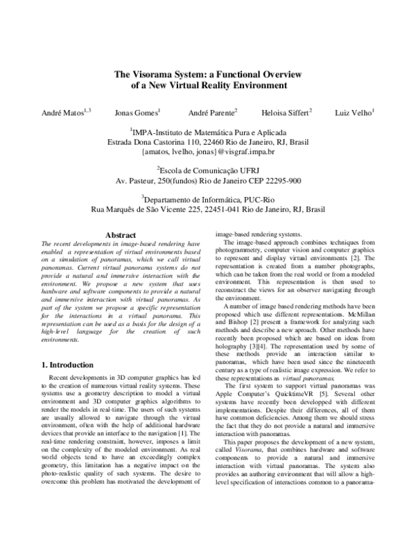 (PDF) The Visorama system: a functional overview of a new virtual reality environment