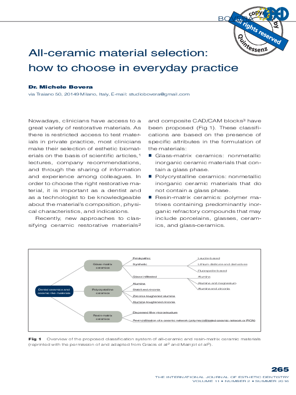 (PDF) All-ceramic material selection: how to choose in everyday practice