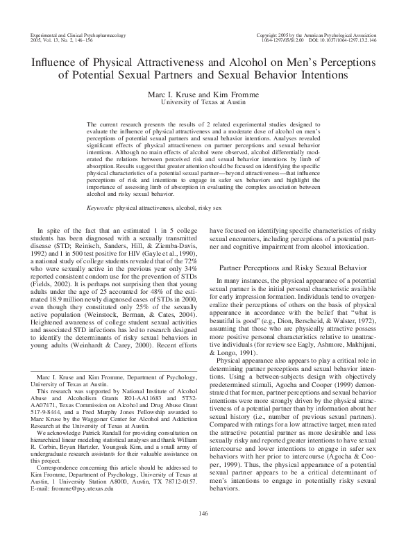 (PDF) Influence of Physical Attractiveness and Alcohol on Men's Perceptions of Potential Sexual ...