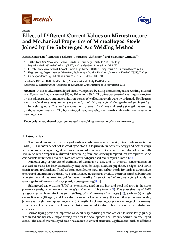 (PDF) Effect of Different Current Values on Microstructure and Mechanical Properties of ...
