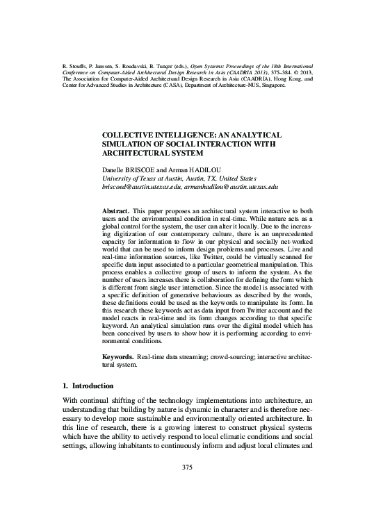 (PDF) Collective Intelligence: An Analytical Simulation of Social Interaction with Architectural ...