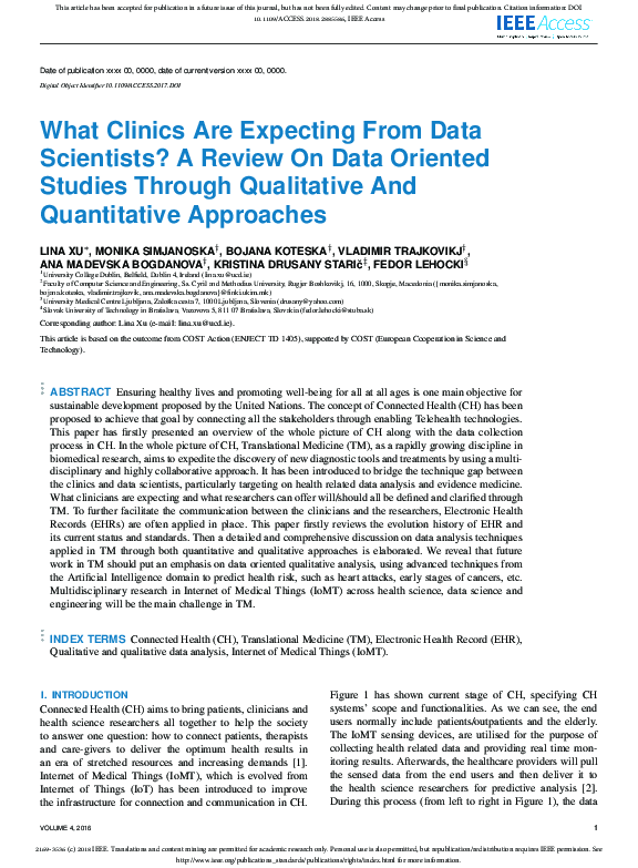 (PDF) What Clinics Are Expecting From Data Scientists? A Review On Data ...