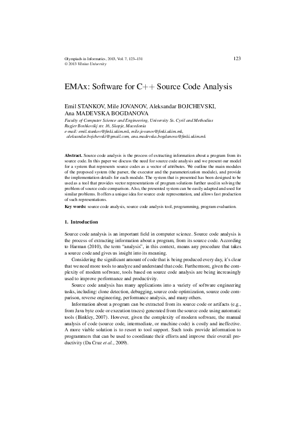 (PDF) EMAx: Software for C++ Source Code Analysis