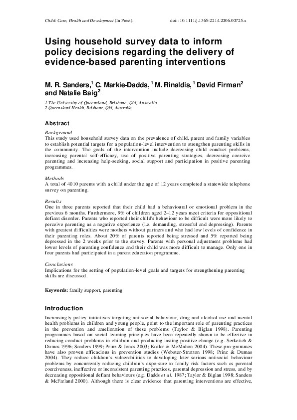 (PDF) Evidence-Based Parenting