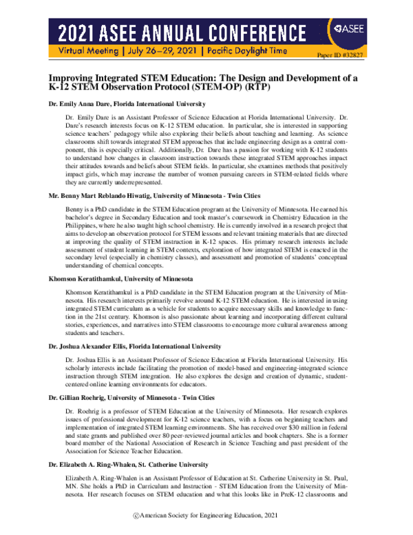 (PDF) Improving Integrated STEM Education: The Design and Development ...
